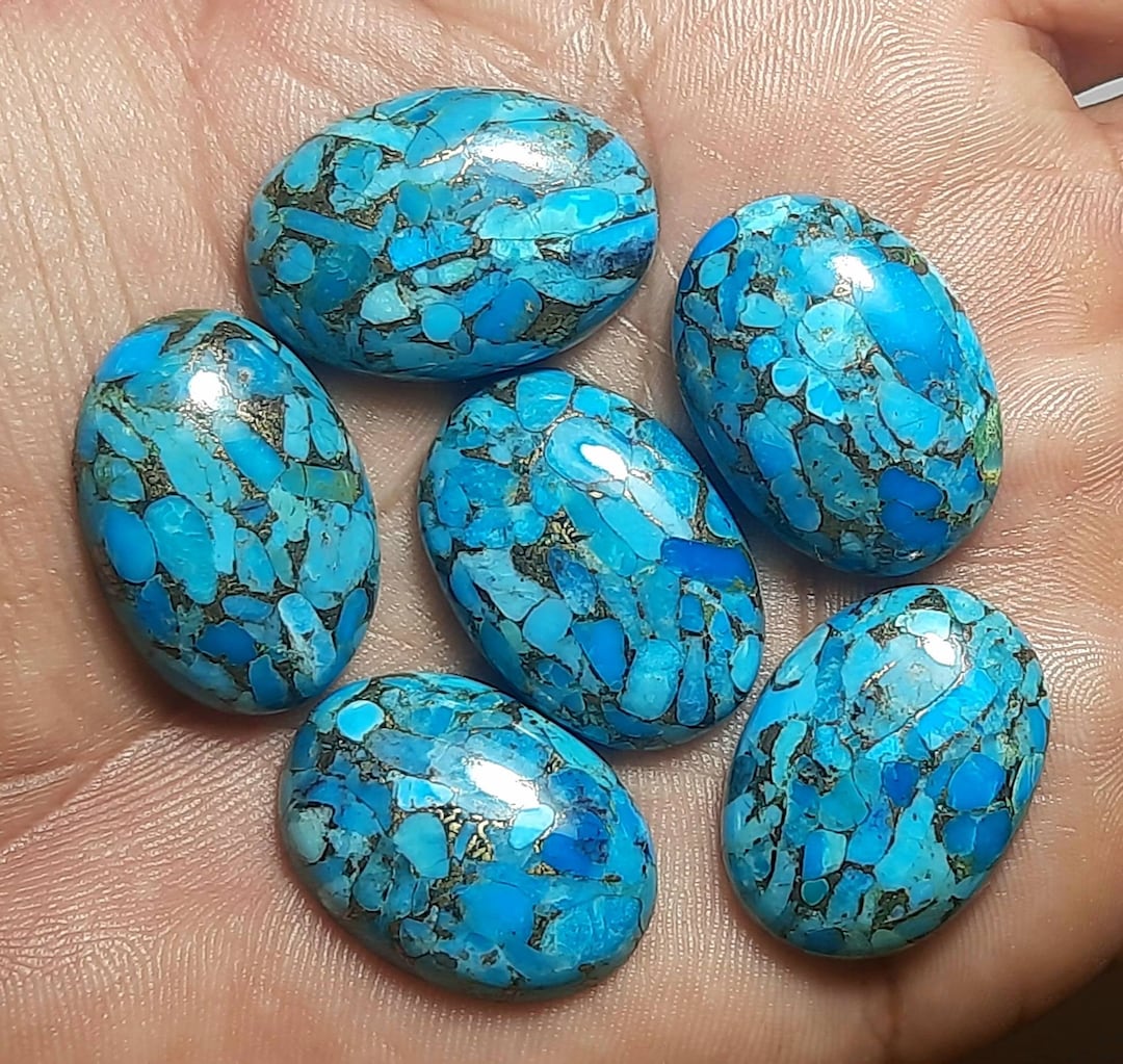 Blue Copper Mohave Turquoise Oval Cabochon: Jewelry Gem (8x10 to 18x25 ...