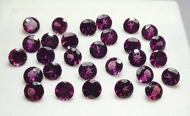 Natural Rhodolite Garnet Faceted Round Gemstone.Loose Garnet | Etsy