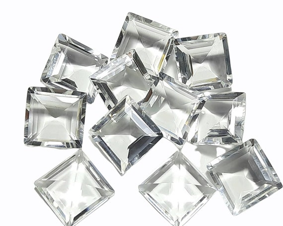 Crystal Quartz Square Faceted Gemstonecrystal Quartzsize 7x7 - Etsy