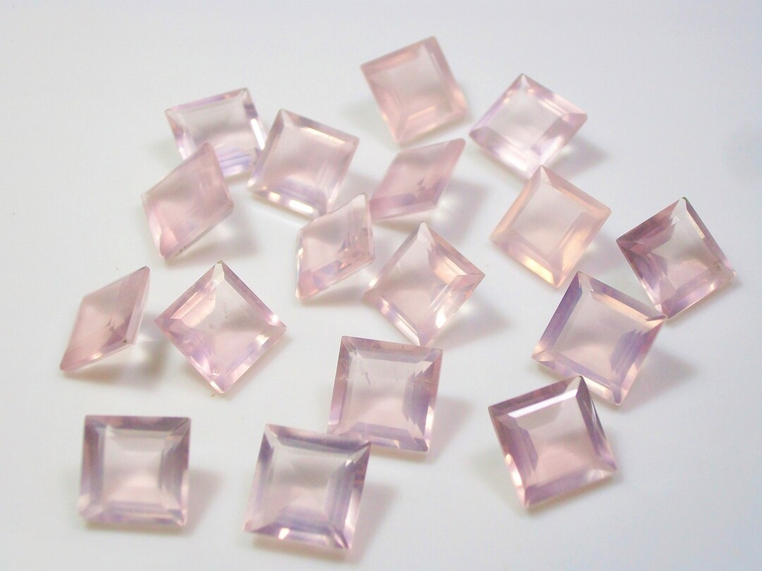 Natural Rose Quartz Square Faceted Gemstone/square Cut/rose Quartz Cut ...
