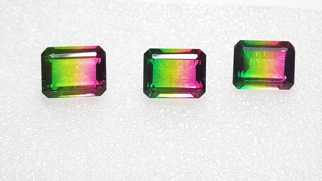 Faceted Watermelon Quartz Octagon Gemstone Doublet - Etsy