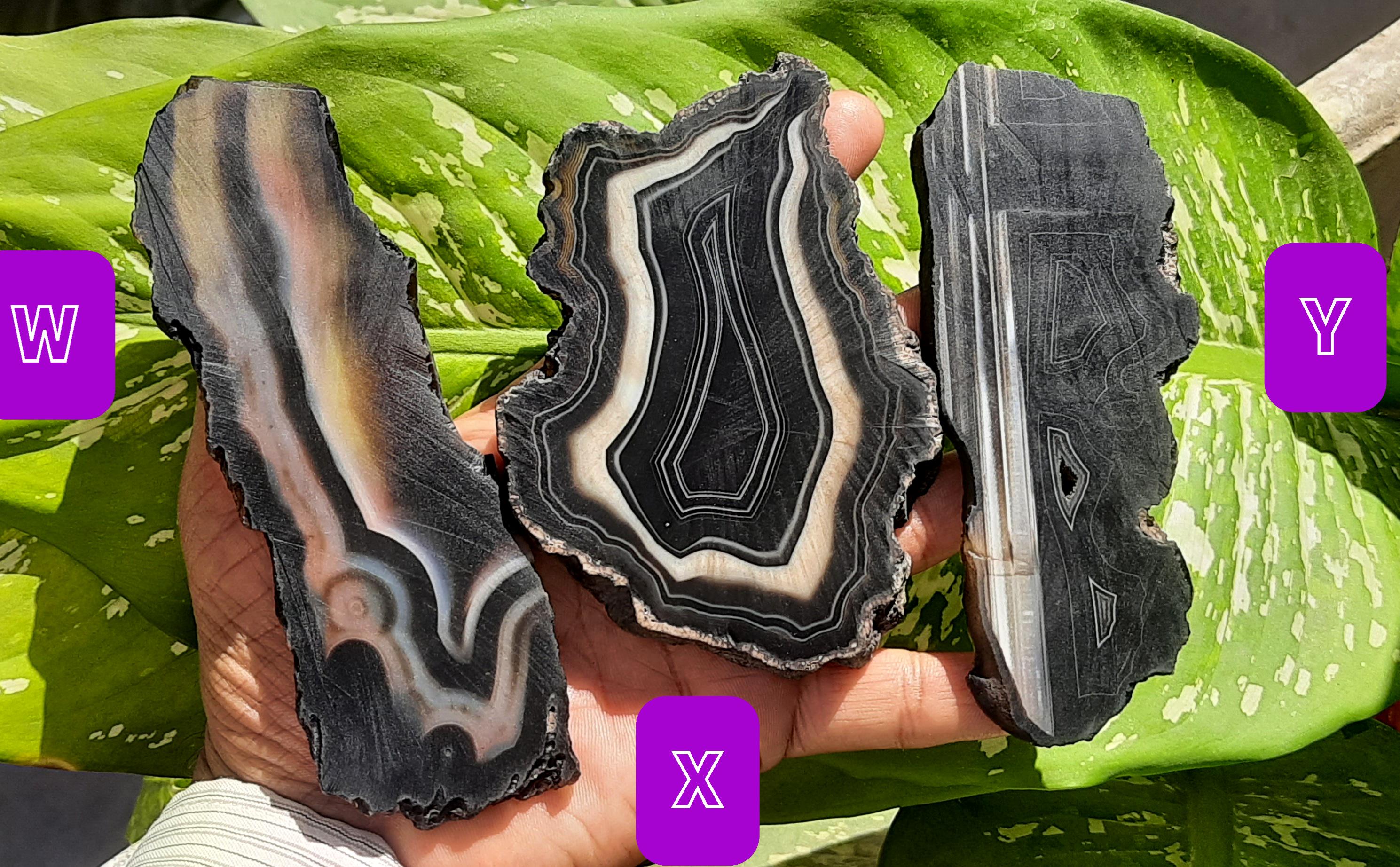 Black Banded Onyx Rough Gemstone:dyed Onyx Slice,unpolished Onyx,rock ...