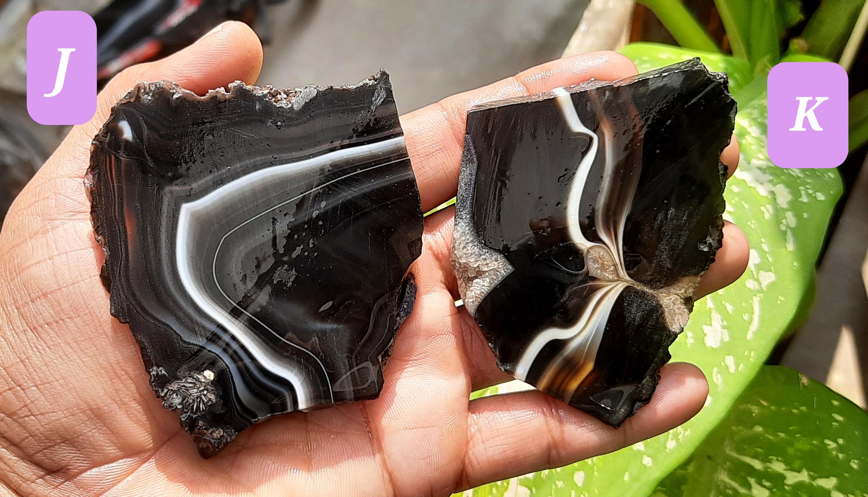 Black Banded Onyx Rough Gemstone:dyed Onyx Slice,unpolished Onyx Rock ...