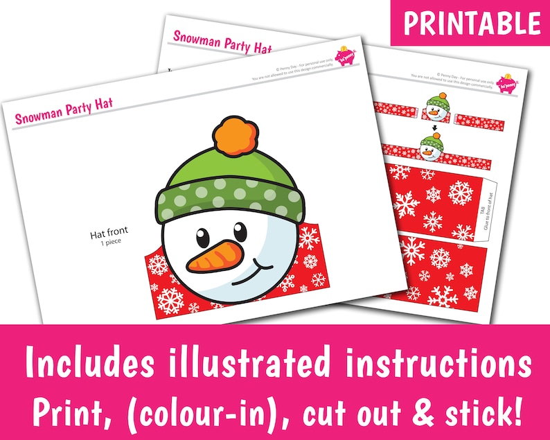 PRINTABLE Snowman Christmas Crowns, Make Your Own Christmas Party Hats ...