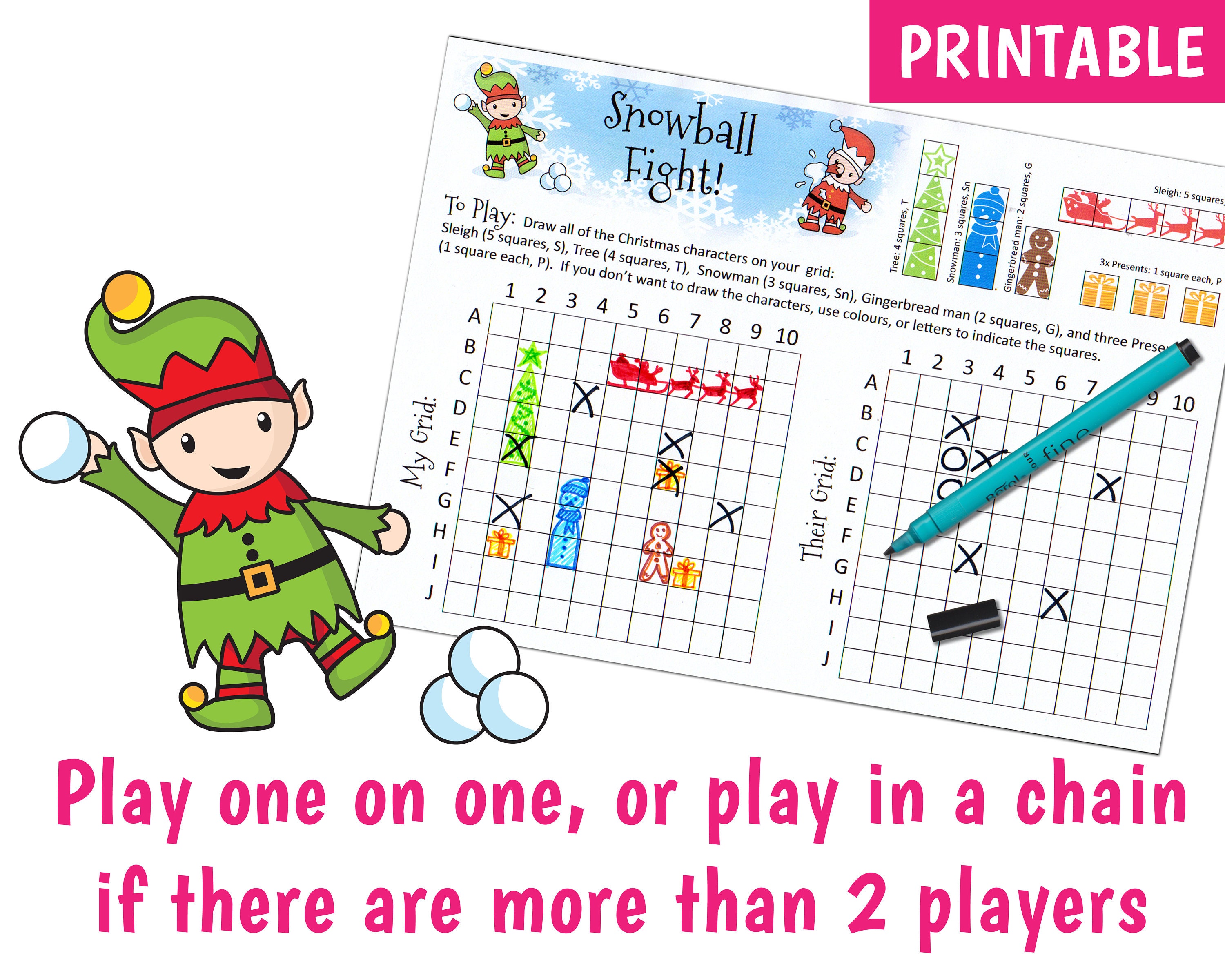 PRINTABLE Snowball Fight Christmas Game version of - Etsy