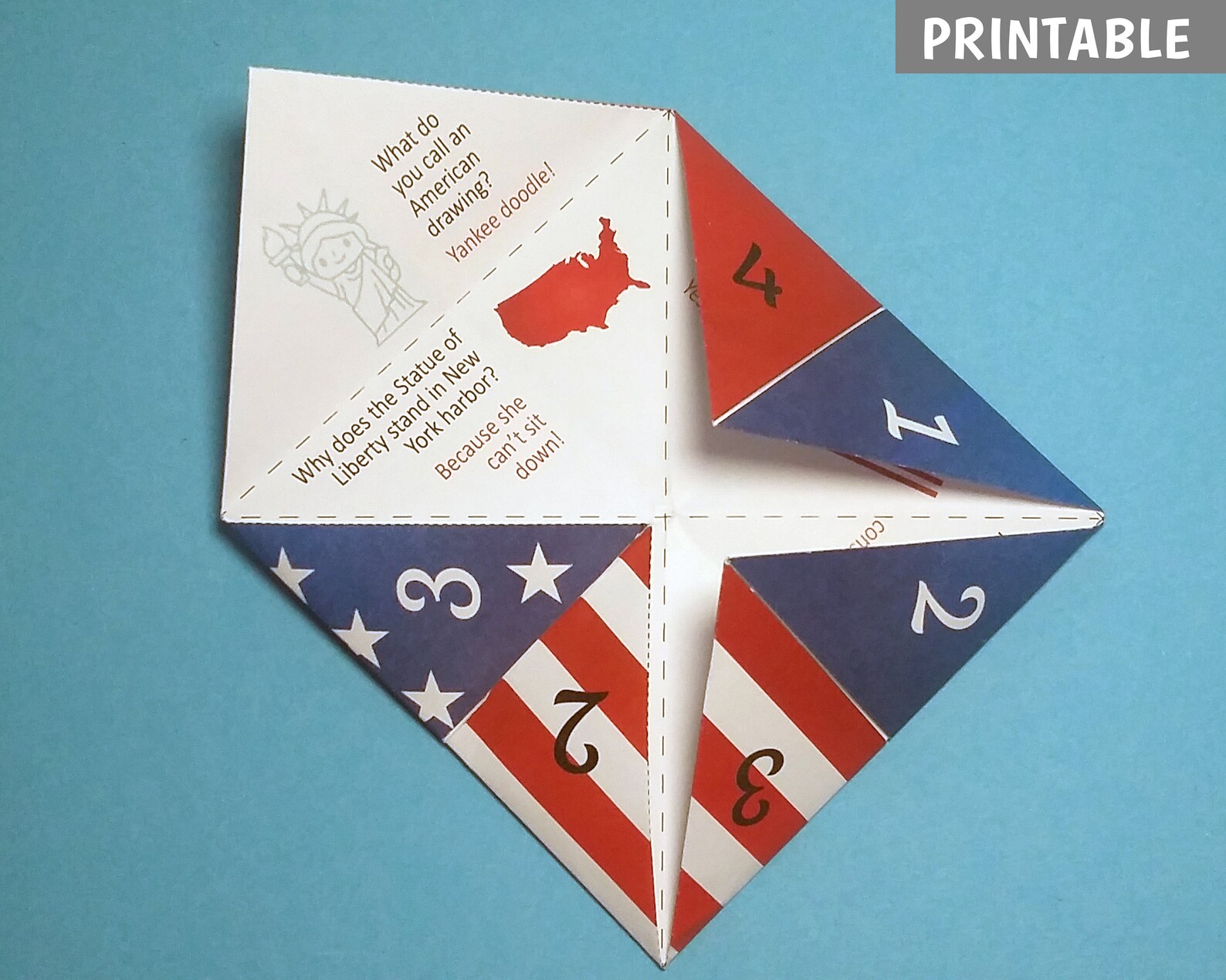 Fourth of July Joke Teller Independence Day Cootie Catcher | Etsy