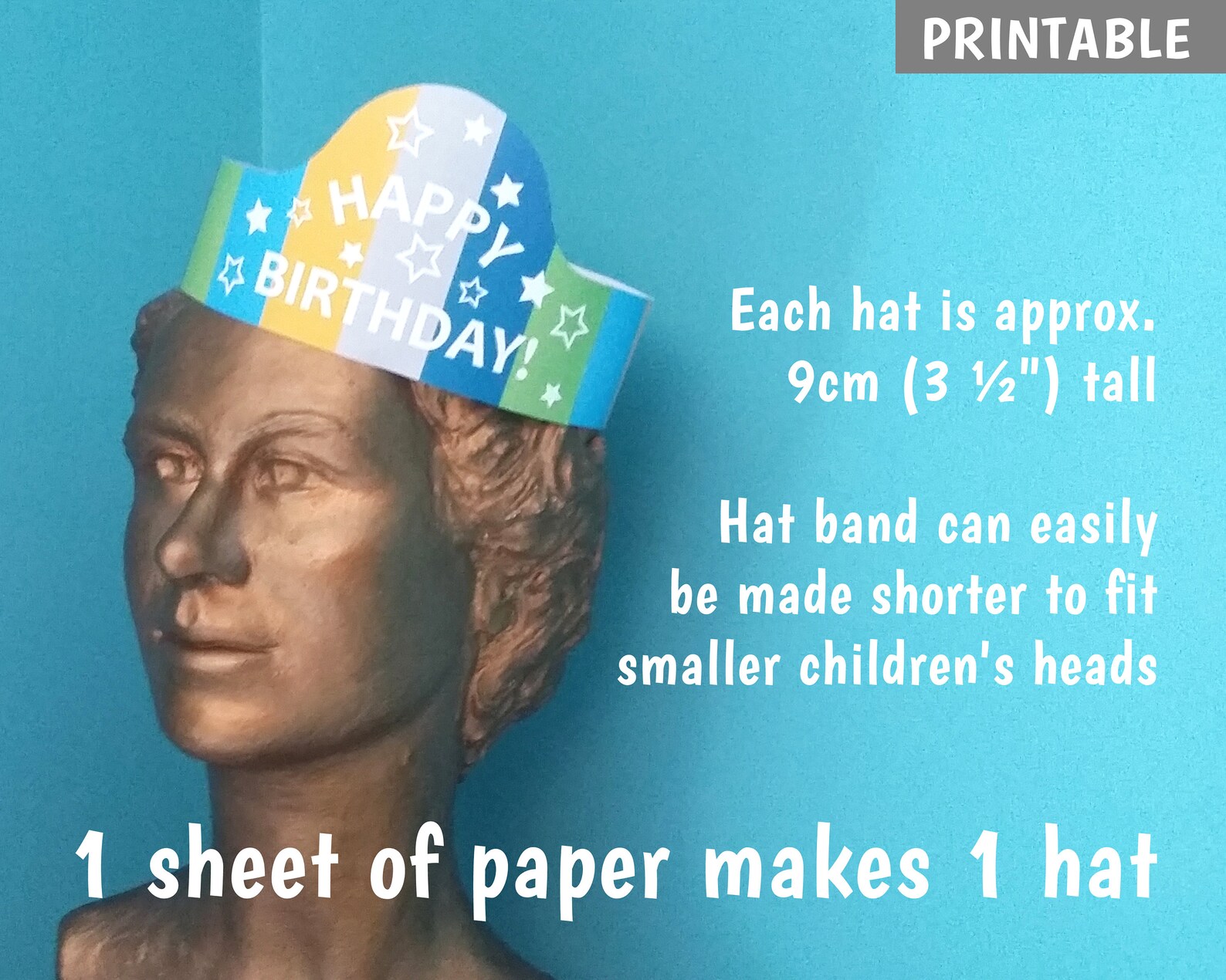 PRINTABLE Birthday Party Hats Make your own party hats Blue | Etsy