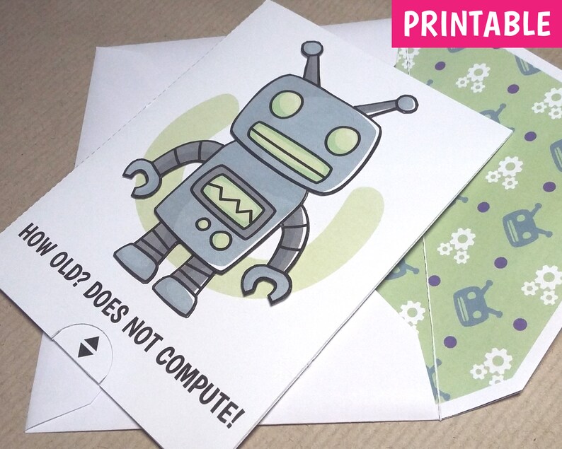 Robot Birthday Card With Mechanical Interactive Wiggling - Etsy