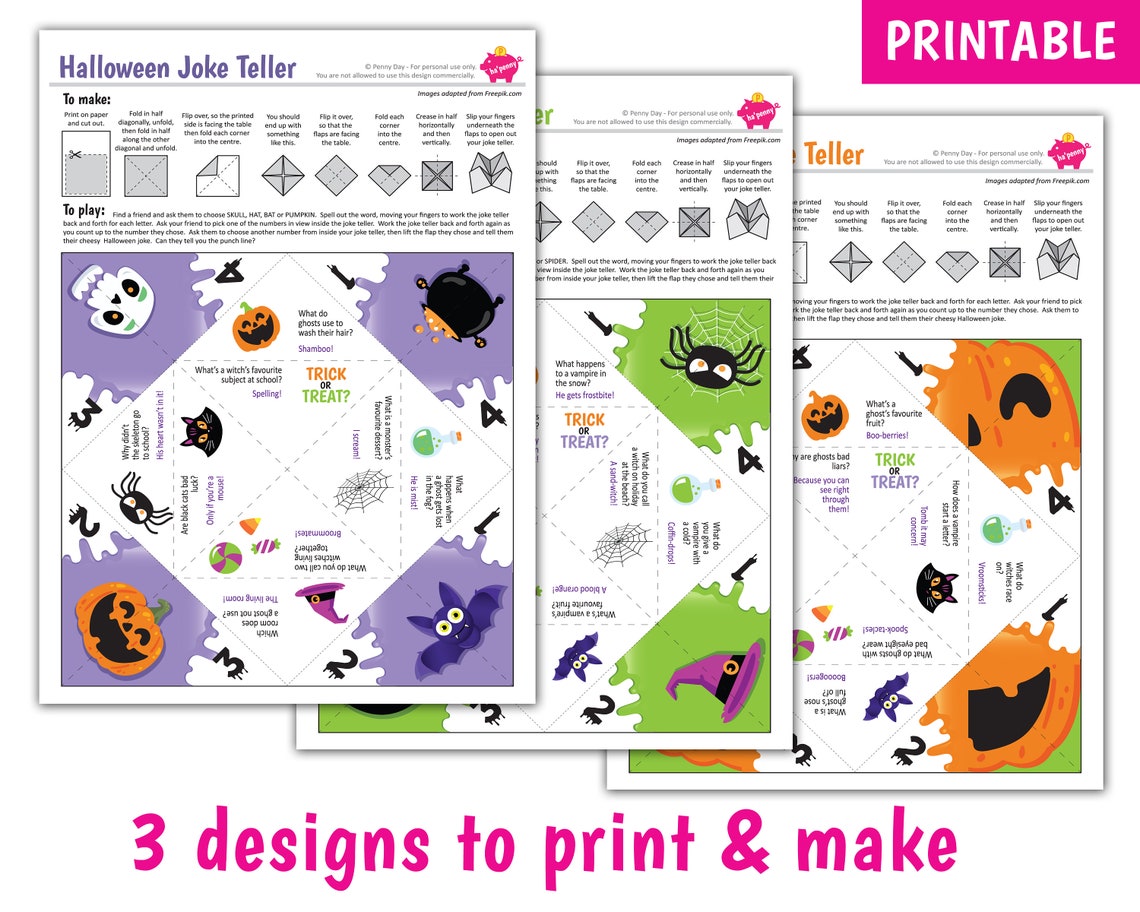 Halloween Joke Tellers halloween Cootie Catcher Fortune - Etsy