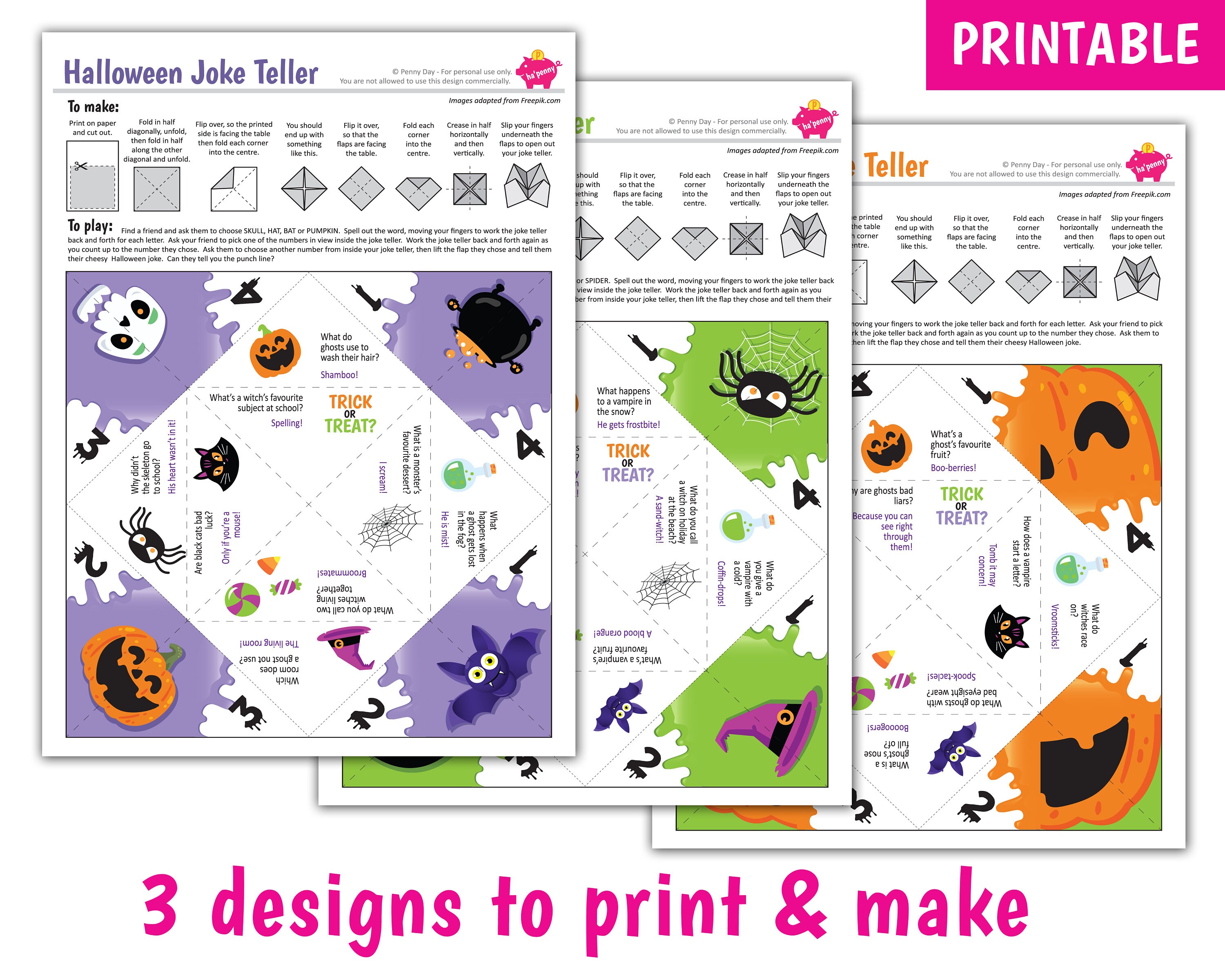 Halloween Joke Tellers halloween Cootie Catcher Fortune - Etsy