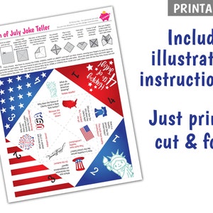 Fourth of July Joke Teller, Independence Day Cootie Catcher, 4th of ...