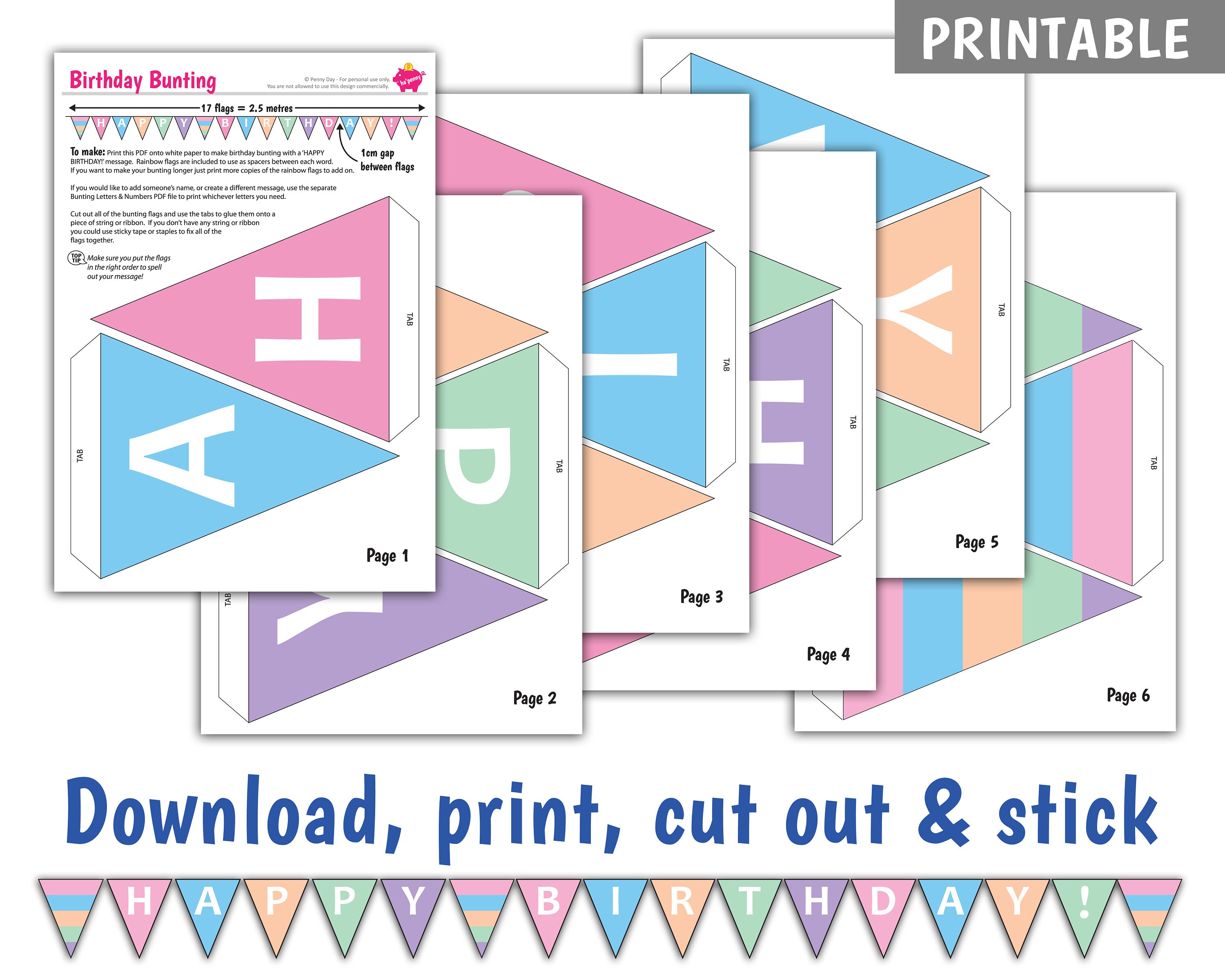 PRINTABLE Birthday Party Decorations, Make Your Own Birthday Bunting ...