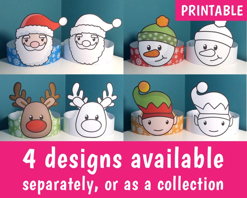 PRINTABLE Snowman Christmas Crowns, Make Your Own Christmas Party Hats ...