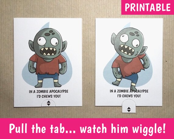 Zombie Valentine Card With Mechanical Interactive Wiggling | Etsy