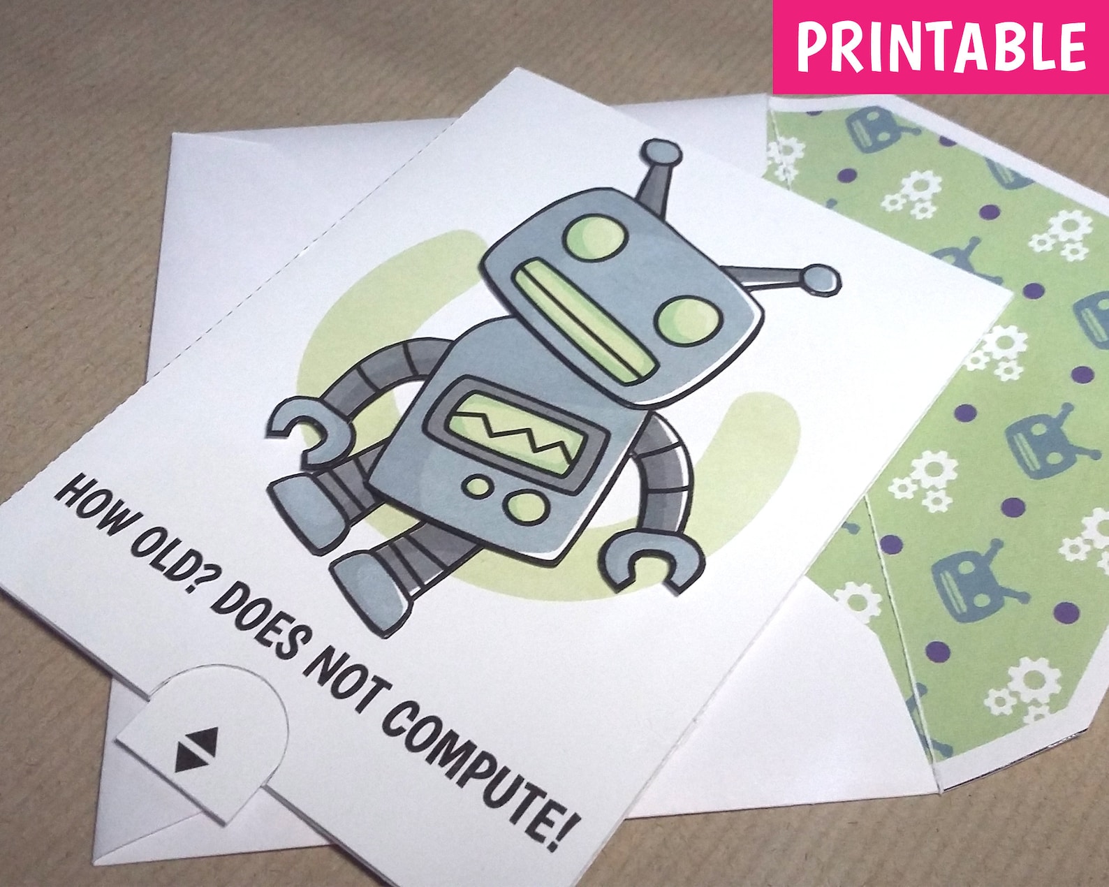 Robot Birthday Card With Mechanical Interactive Wiggling | Etsy