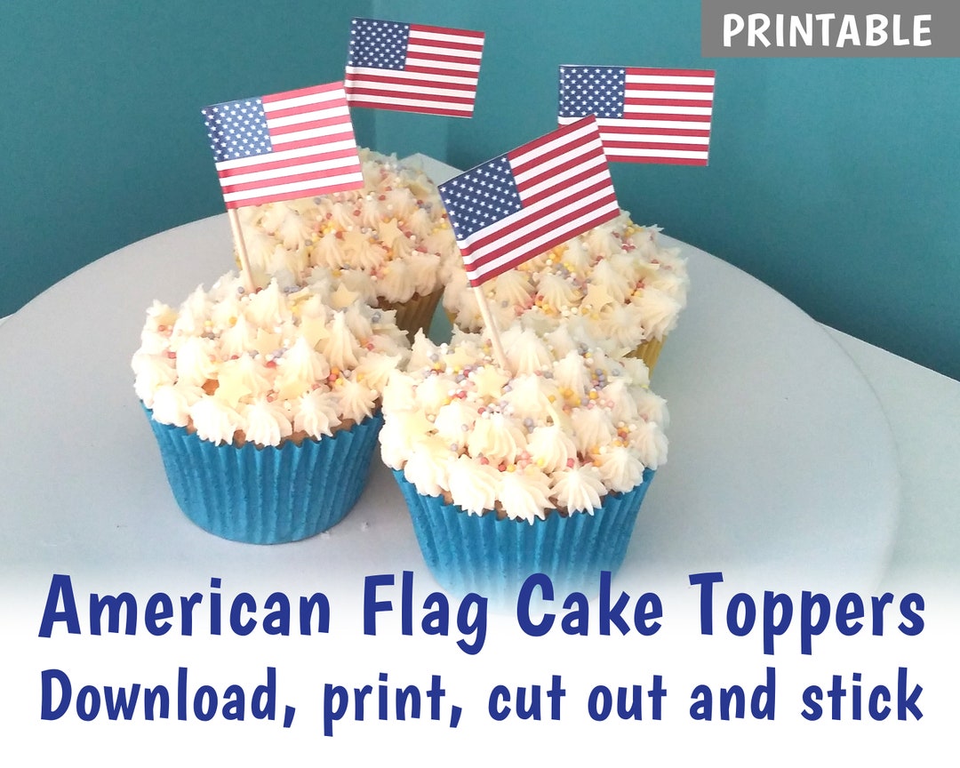 PRINTABLE Fourth of July Cupcake Flags, Make Your Own Independence Day ...