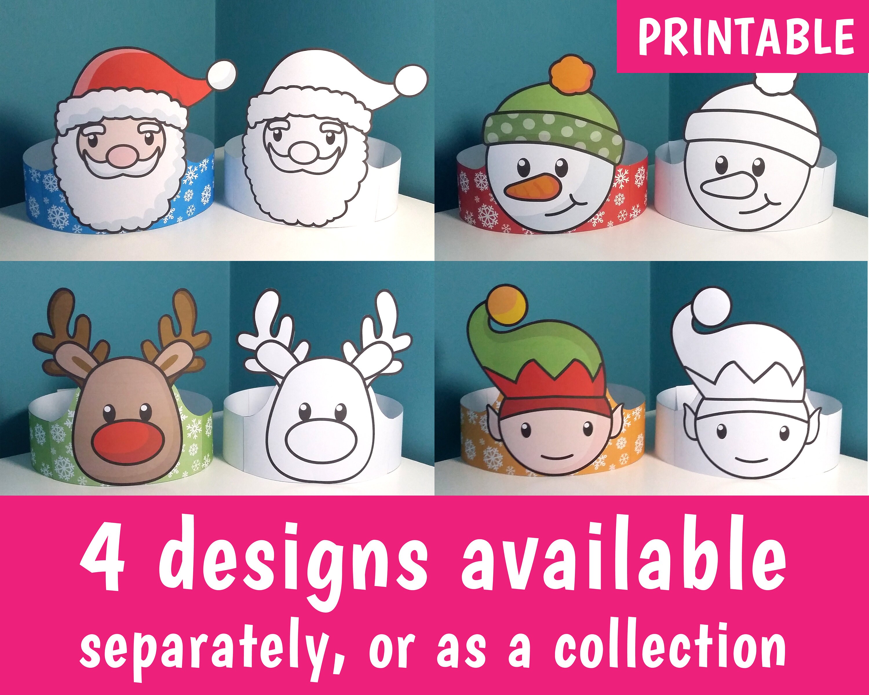 PRINTABLE Reindeer Christmas Crowns, Make Your Own Christmas Party Hats ...