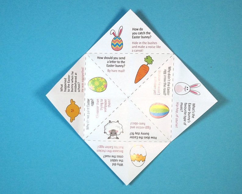 Easter Joke Tellers (fortune Teller, Cootie Catcher) - Easter Favor ...