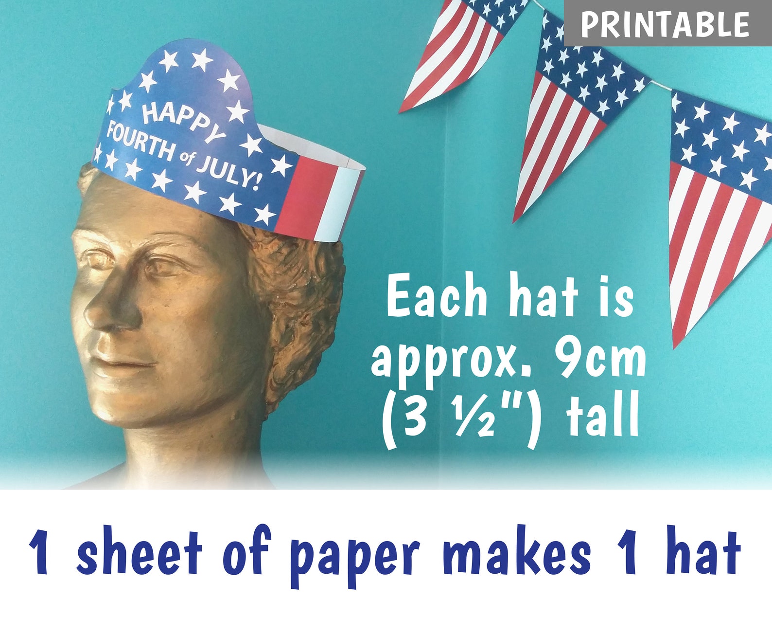 PRINTABLE Fourth of July Party Hats, Independence Day Party Hats, Make ...