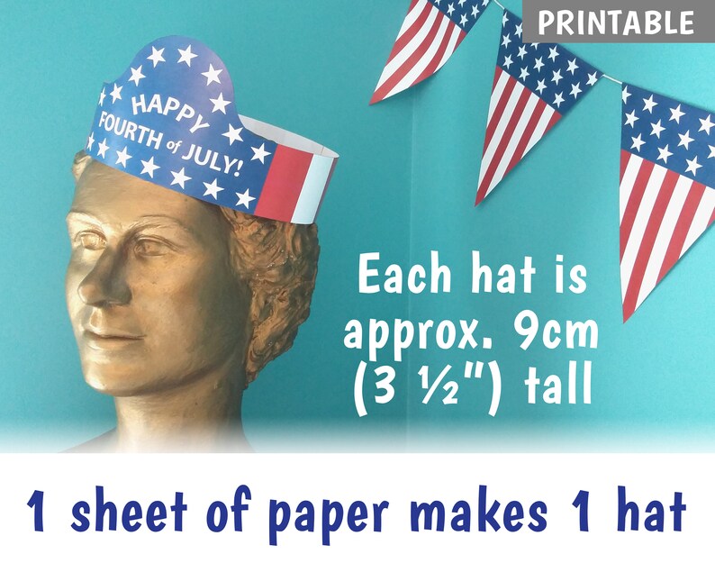 PRINTABLE Fourth of July Party Hats Independence Day Party - Etsy
