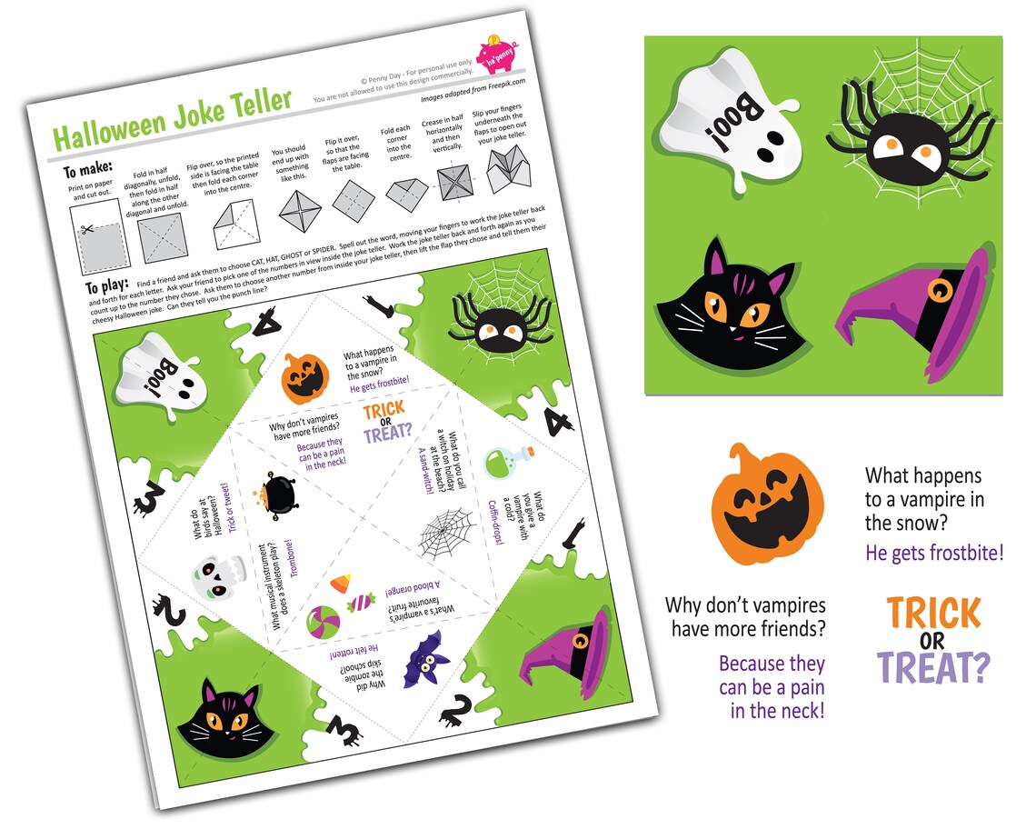 Halloween Joke Tellers halloween Cootie Catcher Fortune - Etsy