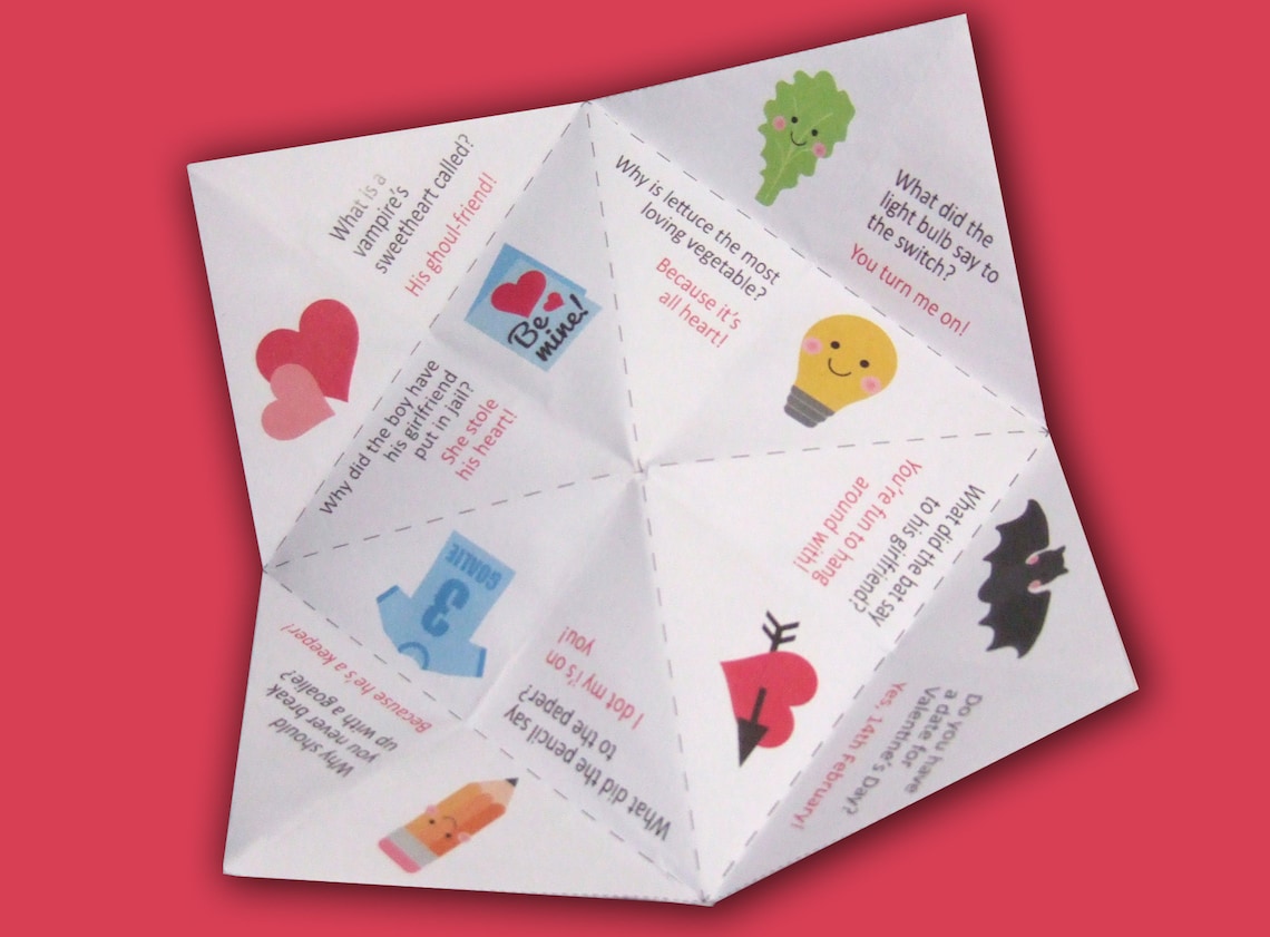 Valentine's Joke Teller Fortune Teller Cootie Catcher | Etsy