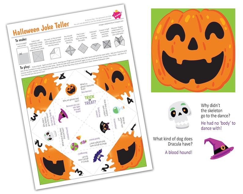 Halloween Joke Tellers halloween Cootie Catcher Fortune - Etsy