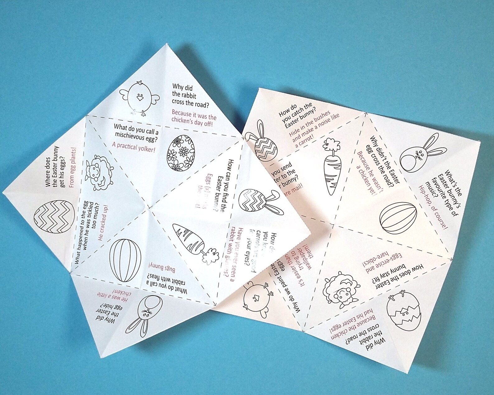 Easter Joke Tellers (fortune Teller, Cootie Catcher) - Easter Favor ...