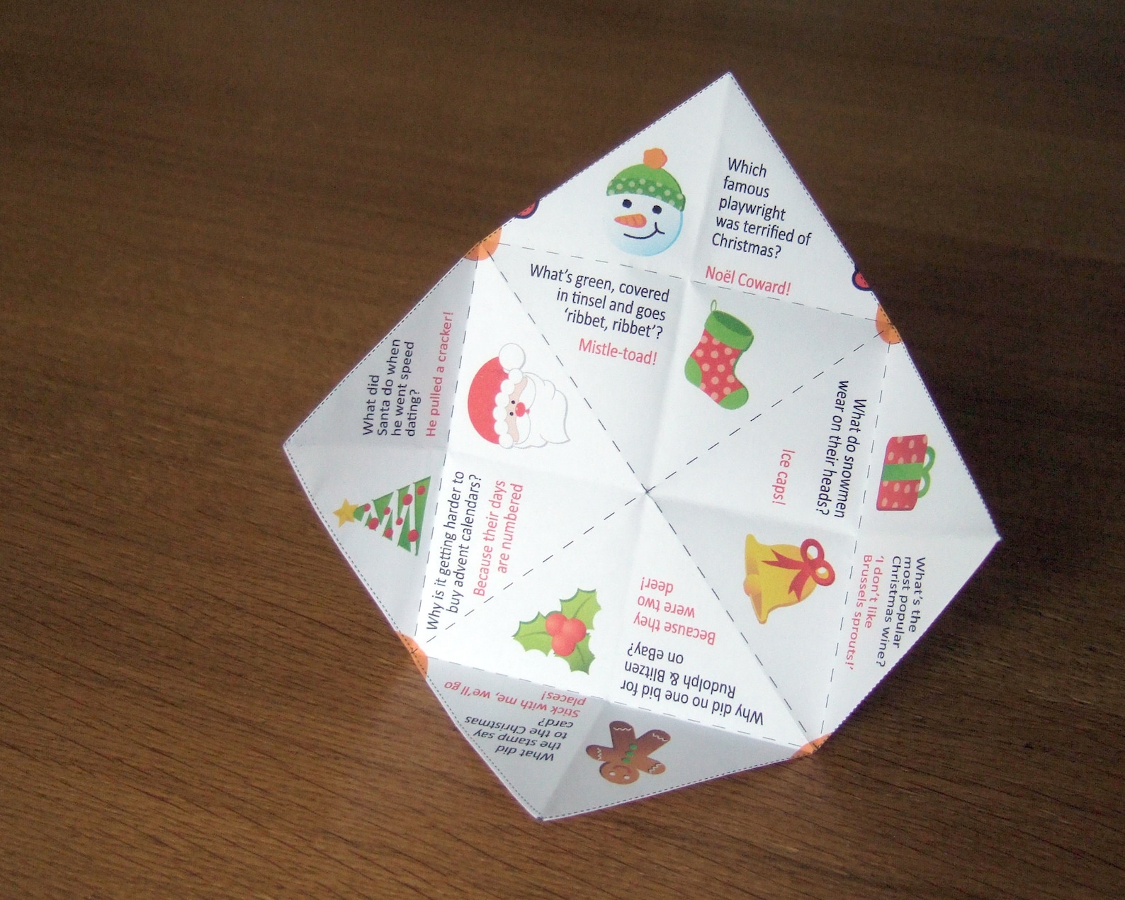 DIGITAL Christmas Joke Teller fortune Teller Cootie | Etsy