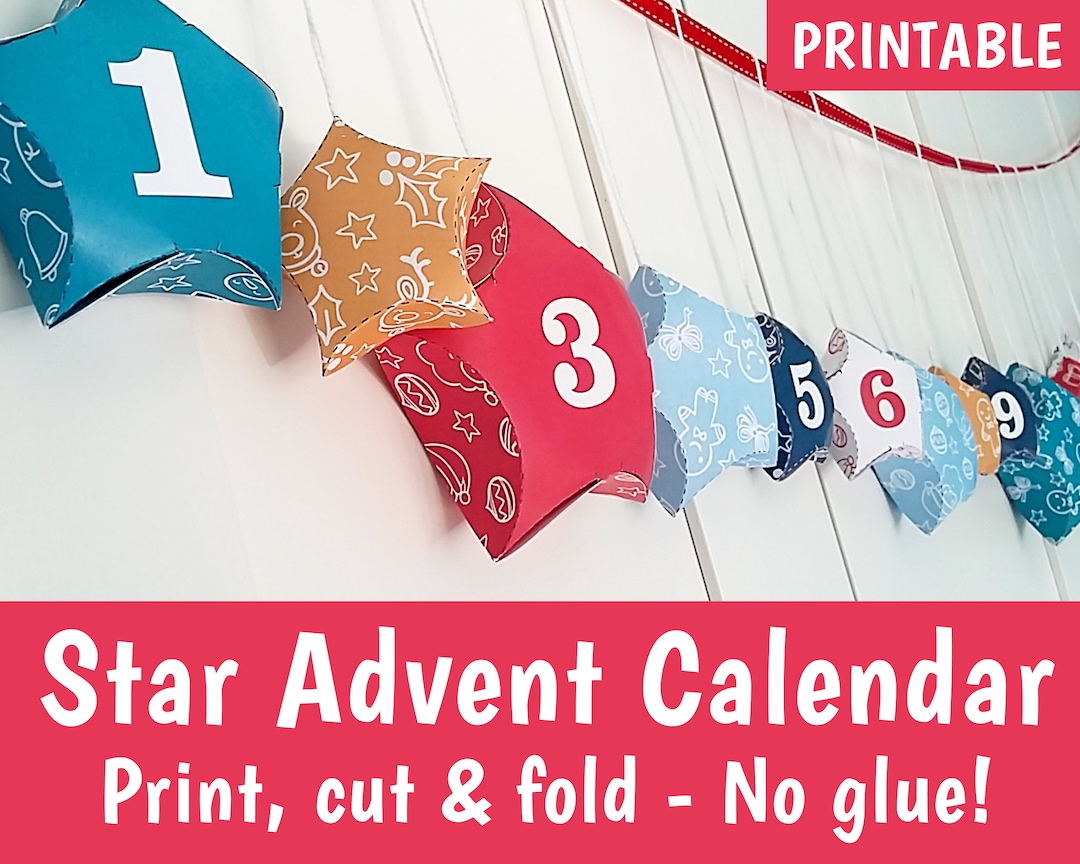 PRINTABLE Advent Calendar Boxes - Star-shaped Advent Calendar Boxes ...