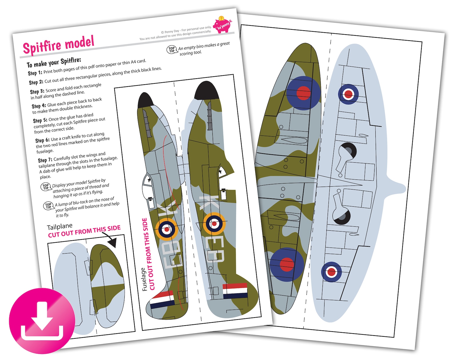 Paper Spitfire - Make Your Own Spitfire Plane - Printable Spitfire ...