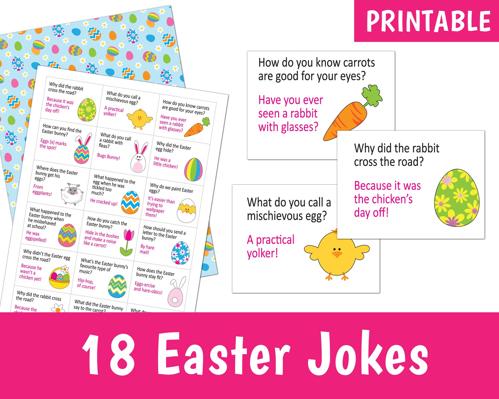 PRINTABLE Easter Jokes, 18 Easter Jokes, Lunchbox Jokes, Easter Egg ...