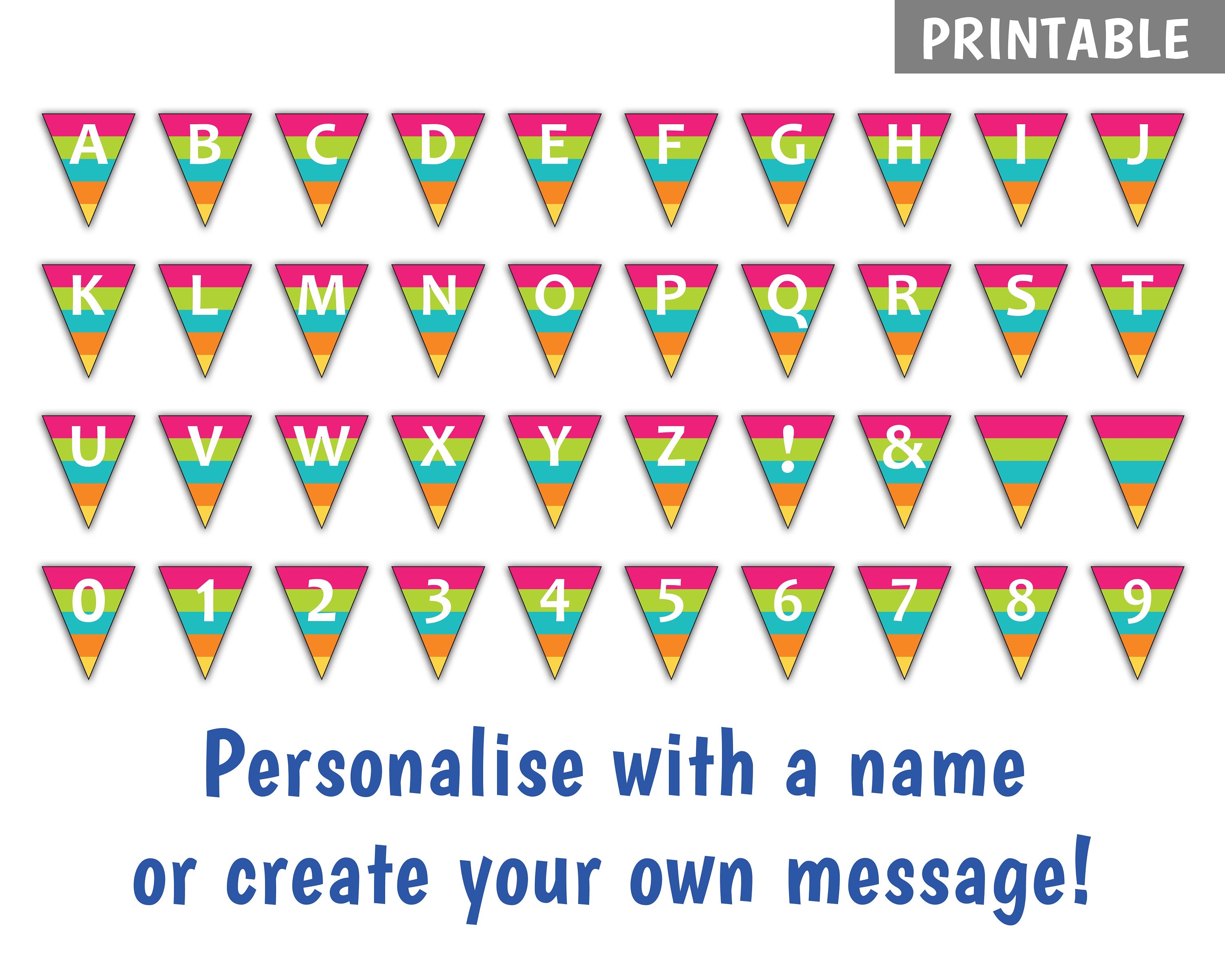 PRINTABLE Birthday Bunting, Make Your Own Personalised Birthday Banner ...