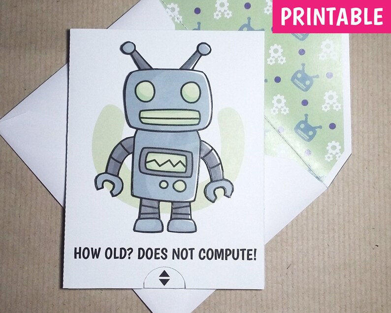Robot Birthday Card With Mechanical Interactive Wiggling - Etsy