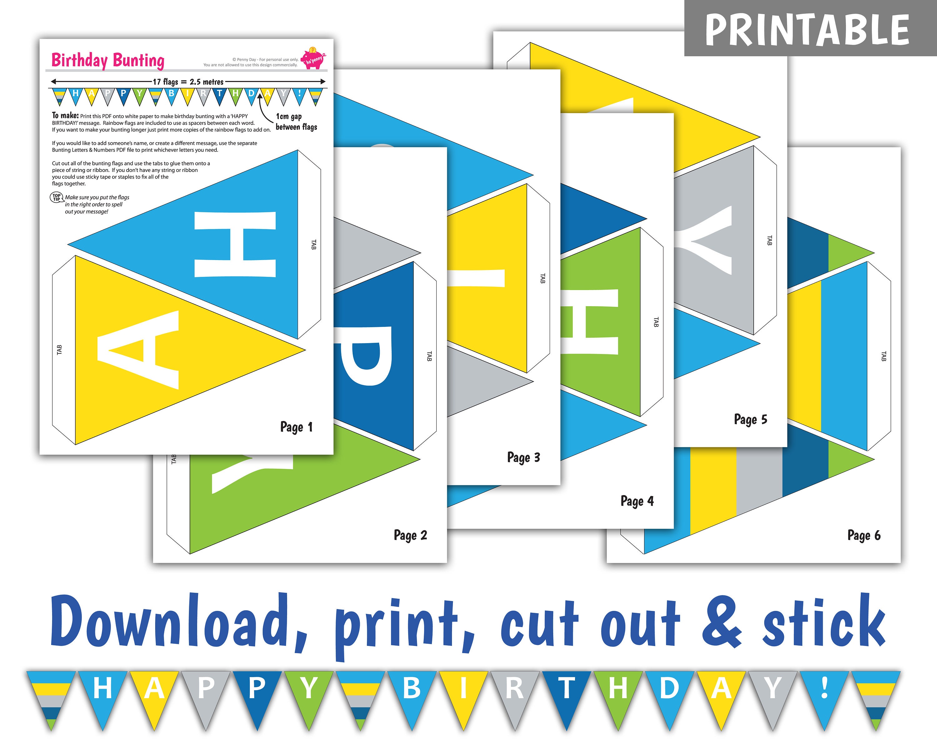 PRINTABLE Birthday Bunting, Make Your Own Personalised Birthday Banner ...