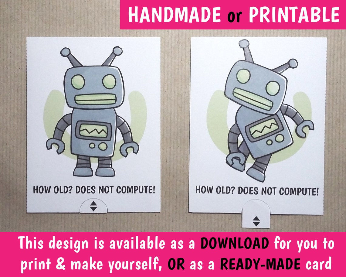 Robot Birthday Card With Mechanical Interactive Wiggling - Etsy