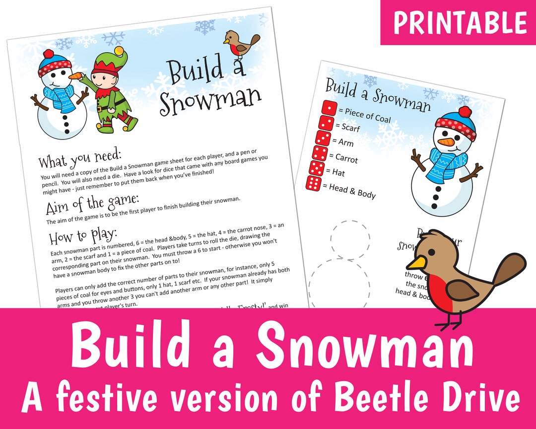 PRINTABLE - Roll a Snowman Christmas Game (a Version of Beetle Drive ...
