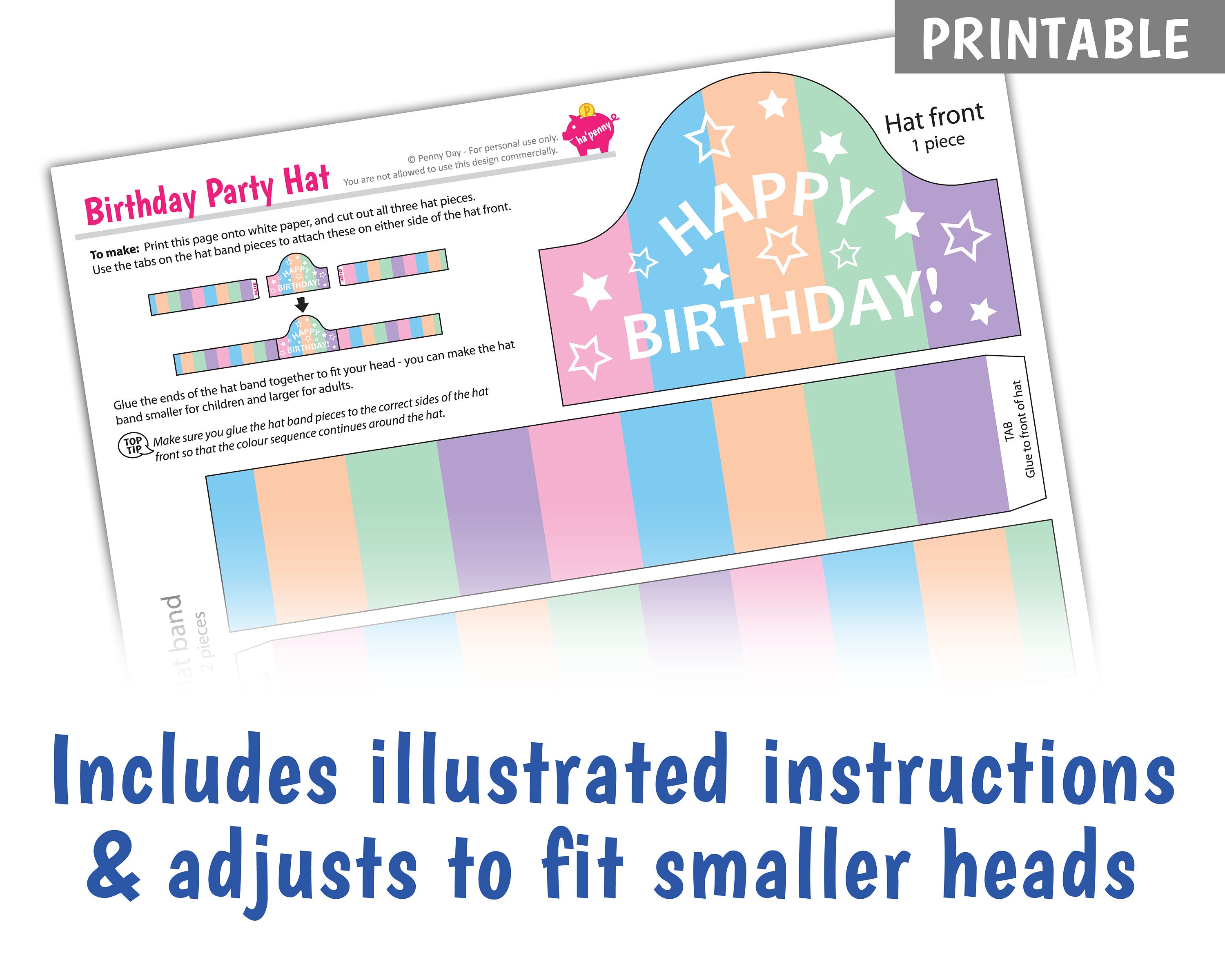 PRINTABLE Birthday Party Hats Make Your Own Party Hats - Etsy