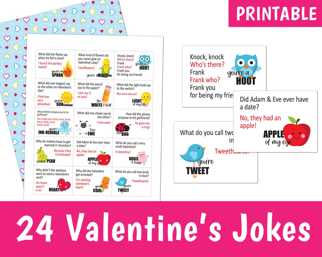PRINTABLE Valentine's Jokes, 24 Valentine's Jokes, Lunchbox Jokes ...
