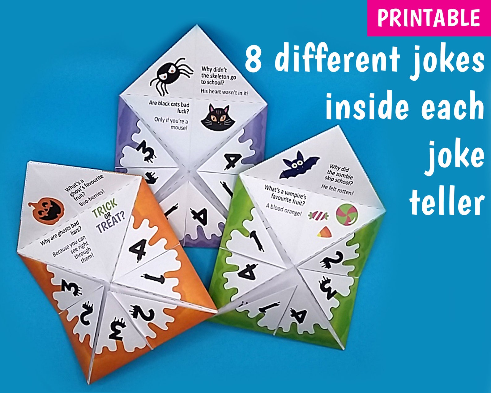 Halloween Joke Tellers halloween Cootie Catcher Fortune - Etsy