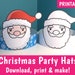 PRINTABLE Christmas Party Hats, Includes Full Colour & Colour-in ...