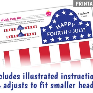 PRINTABLE Fourth of July Party Hats, Independence Day Party Hats, Make ...