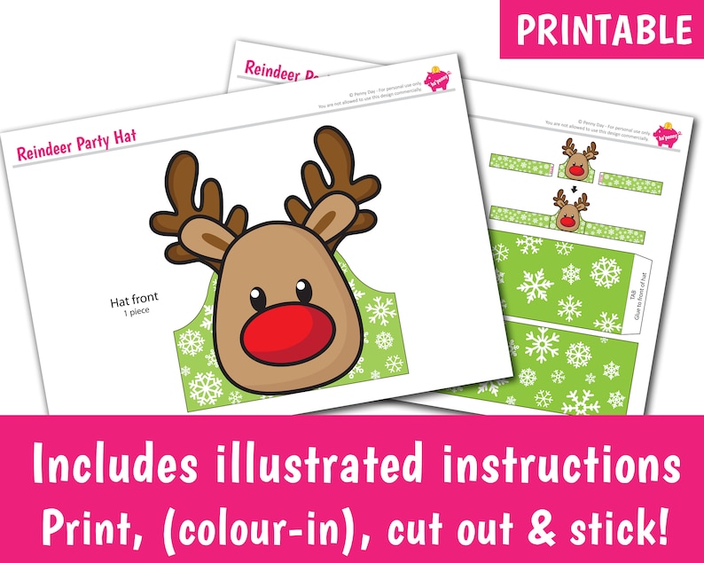 PRINTABLE Reindeer Christmas Crowns, Make Your Own Christmas Party Hats ...