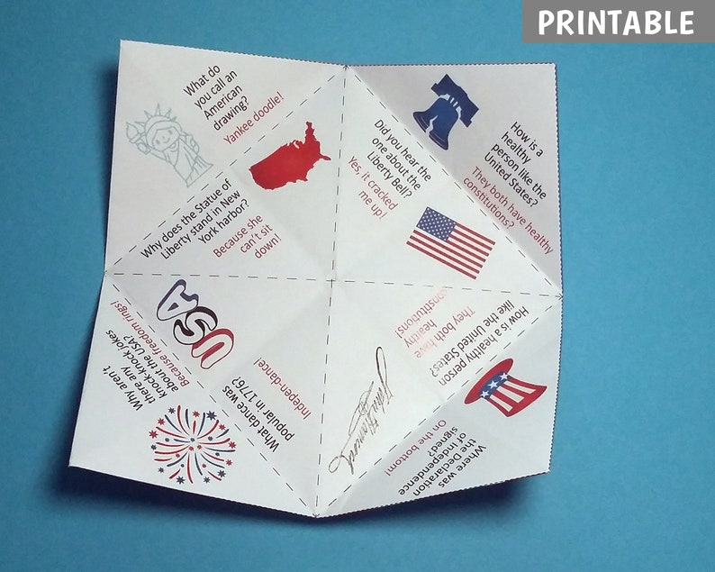 Fourth of July Joke Teller Independence Day Cootie Catcher - Etsy