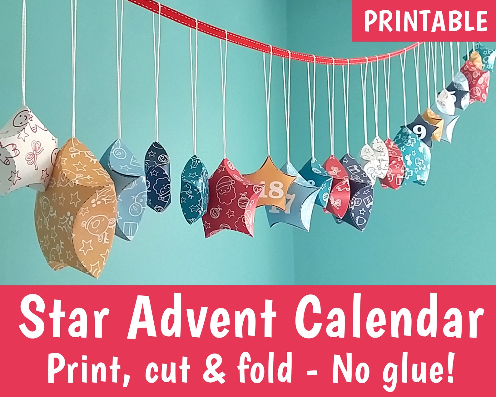 PRINTABLE Advent Calendar Boxes - Star-shaped Advent Calendar Boxes ...