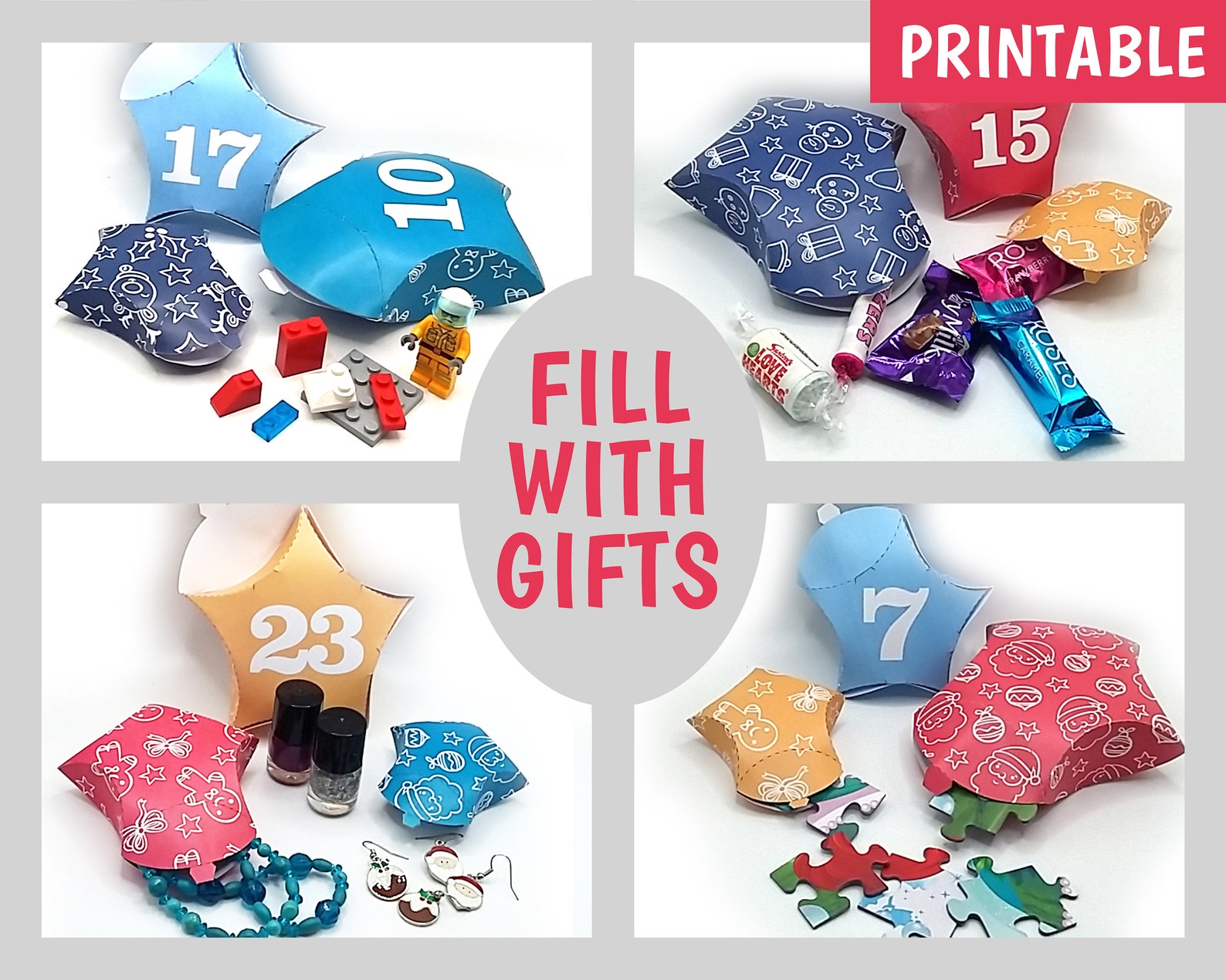 PRINTABLE Advent Calendar Boxes Star-shaped Advent Calendar Boxes, Make ...