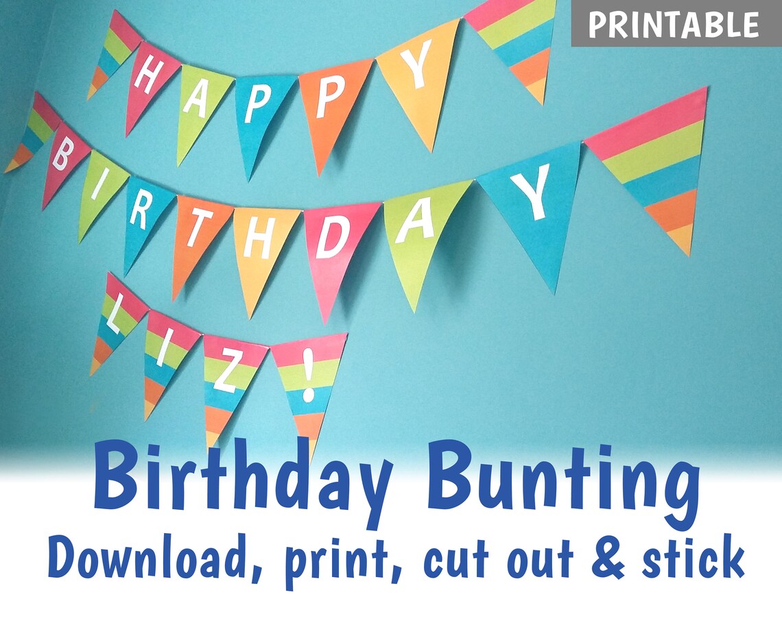 PRINTABLE Birthday Bunting, Make Your Own Personalised Birthday Banner ...