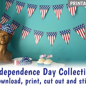 PRINTABLE Fourth of July Party Hats, Independence Day Party Hats, Make ...