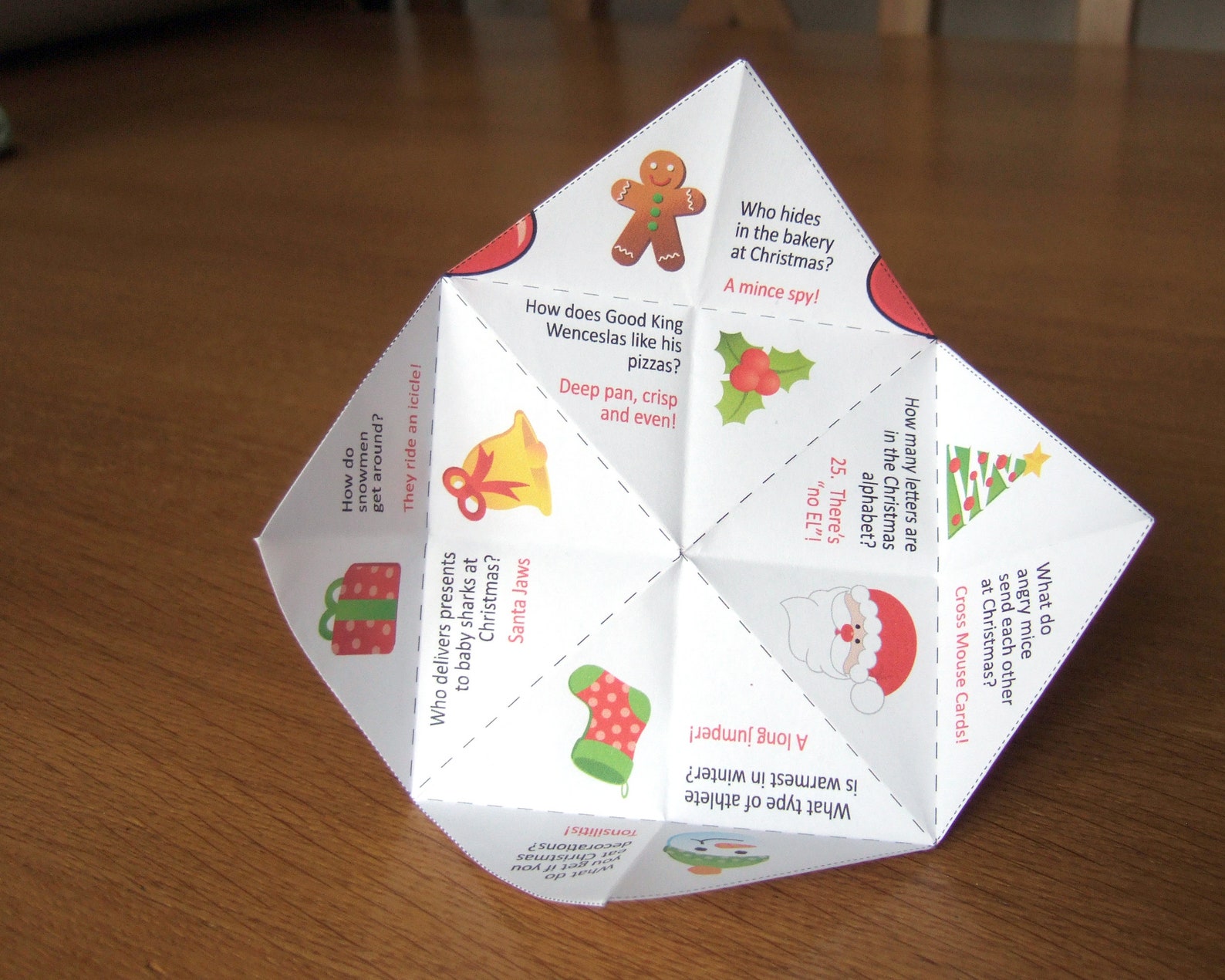 DIGITAL Christmas Joke Teller fortune Teller Cootie - Etsy