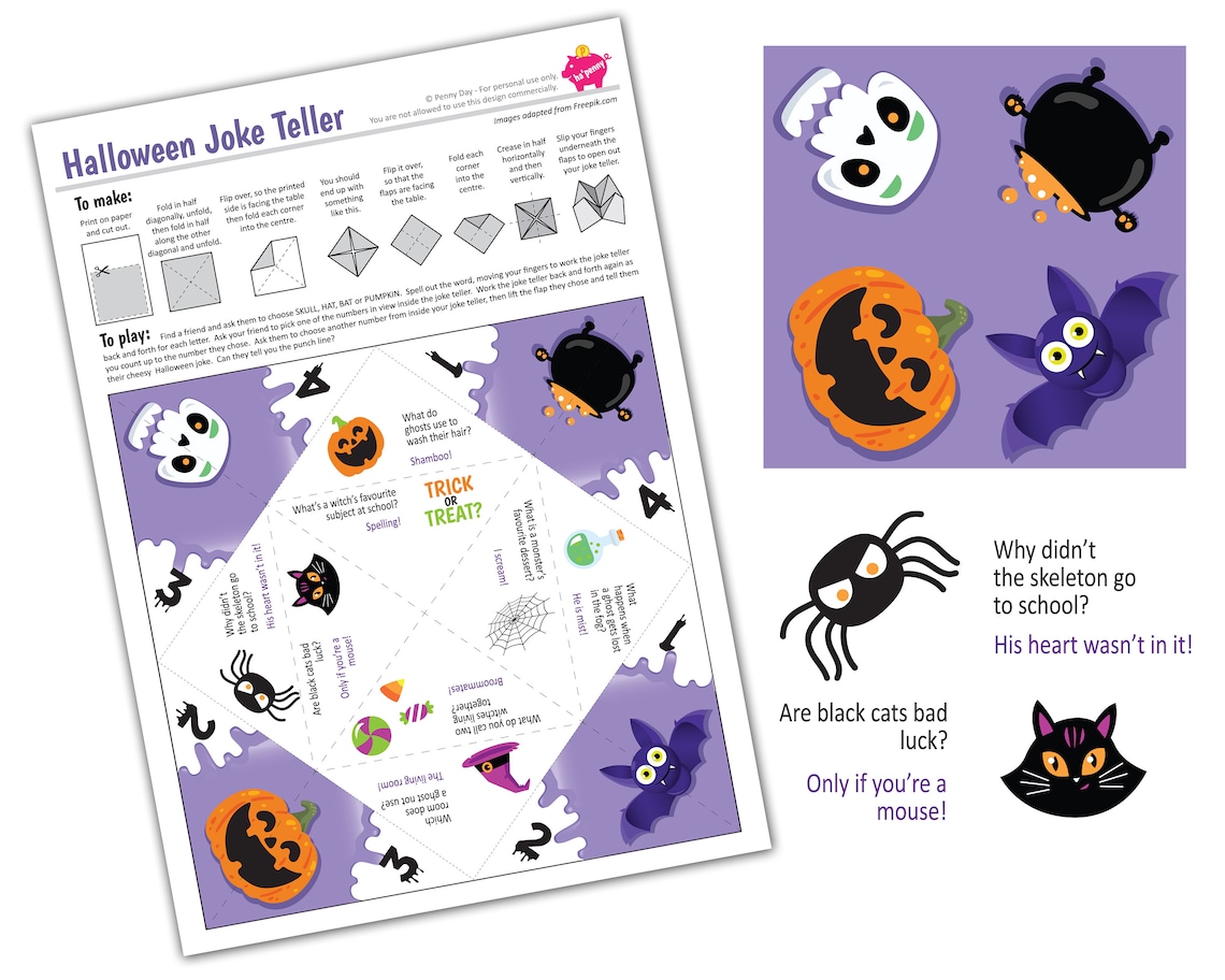 Halloween Joke Tellers halloween Cootie Catcher Fortune - Etsy